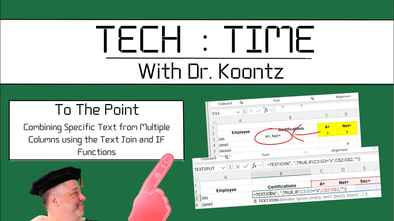How To Combine Specific Text From Multiple Columns Using The Text Join And If Functions Youtube