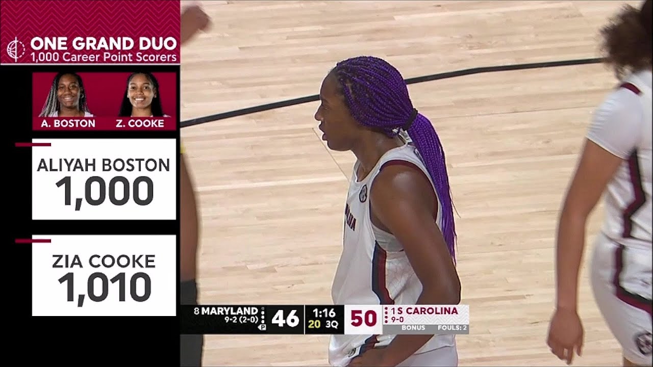 #1 South Carolina Gamecocks Zia Cooke & Aliyah Boston BOTH Reach 1,000 ...