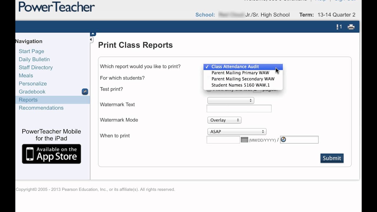 Printing from PowerTeacher - YouTube