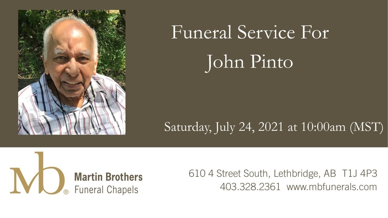 Funeral Service for John Pinto - YouTube