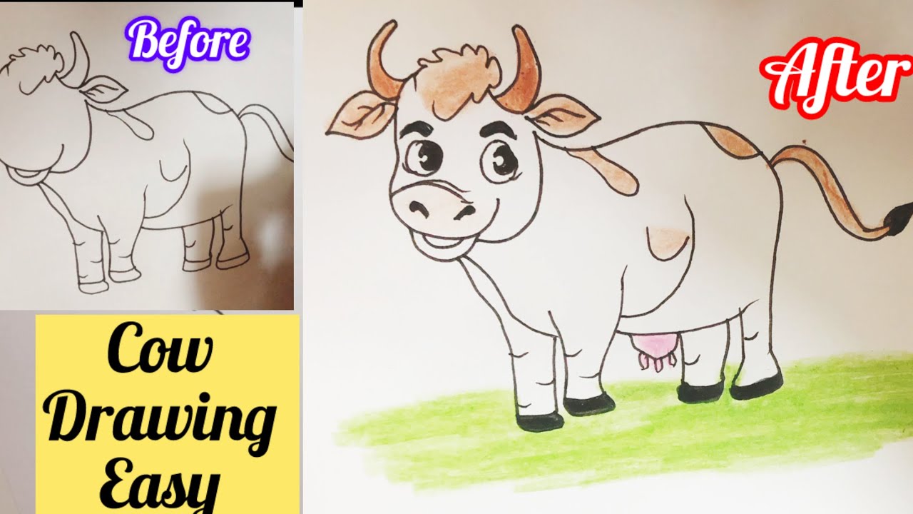 Easy Cow drawing || Animals drawing very easy || How to draw a Cow || # ...