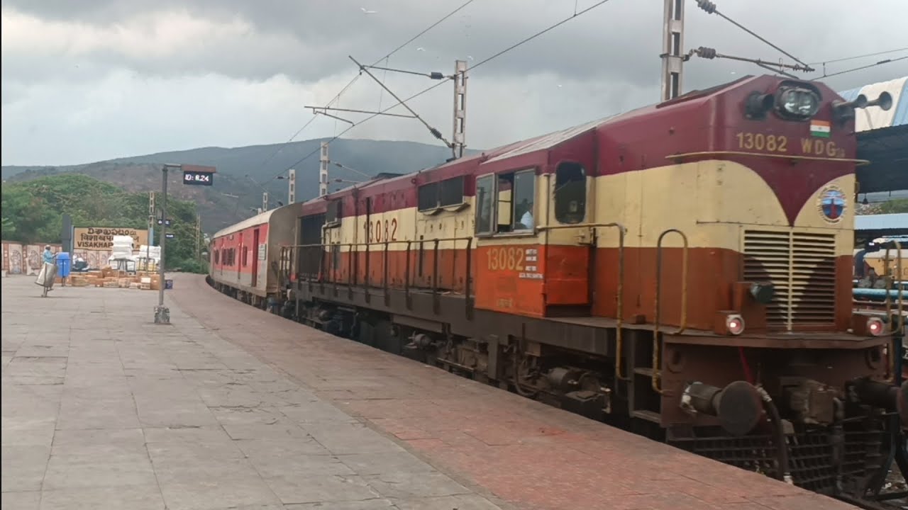 12861 VISAKHAPATNAM-KACHEGUDA EXPRESS SHUNTING PF-8 AT VSKP RAILWAY ...