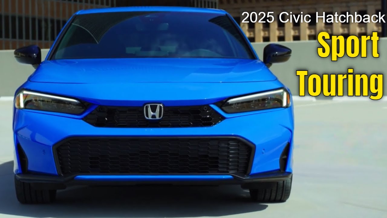 2025 Honda Civic Hatchback Sport Touring in Boost Blue Pearl - YouTube