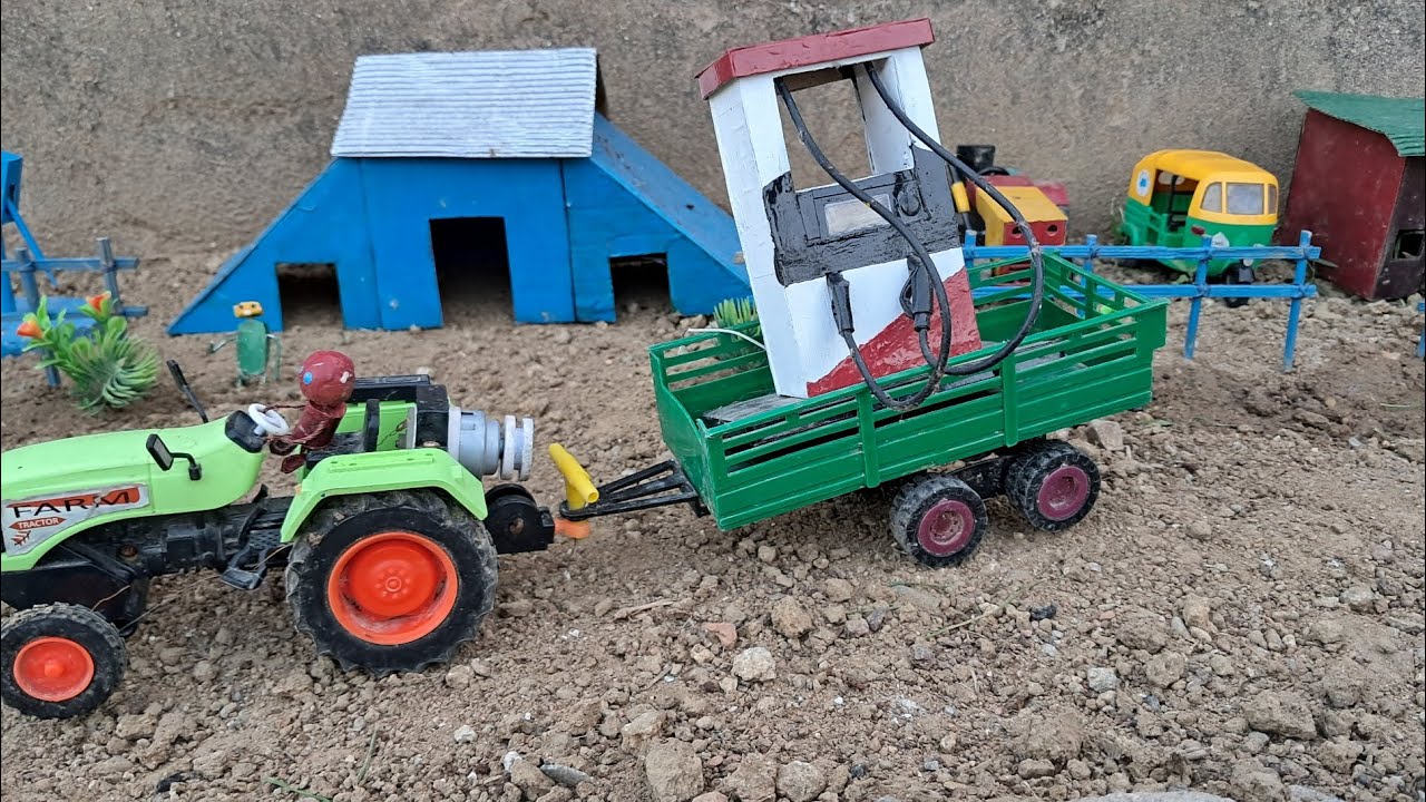 mini toy tractor and toy car video-7 | toy cartoon | toy auto rickshaw ...