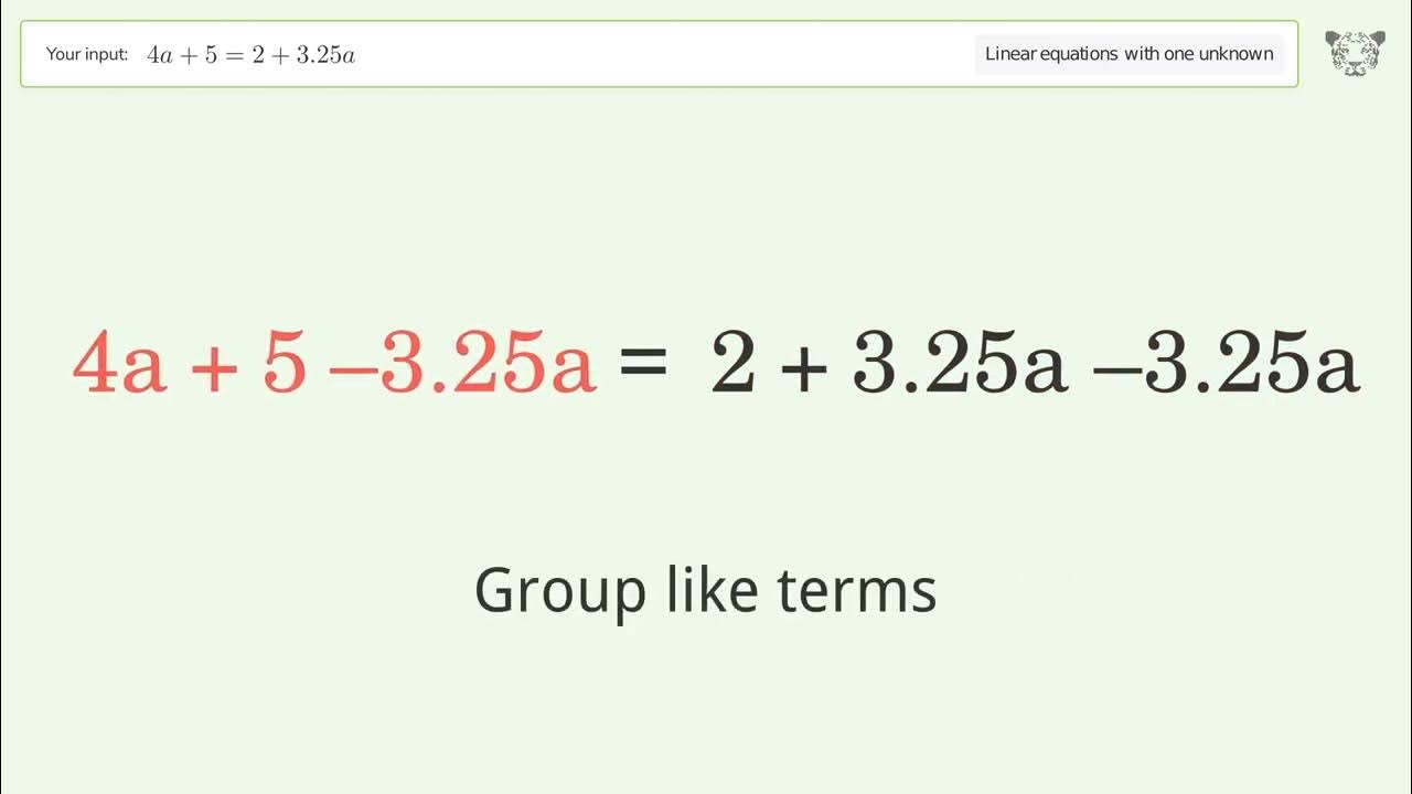 Linear Equation With One Unknown Solve 4a 5 2 3 25a Step by step linear-equation-with-one-unknown-solve-4a-5-2-3-25a-step-by-step