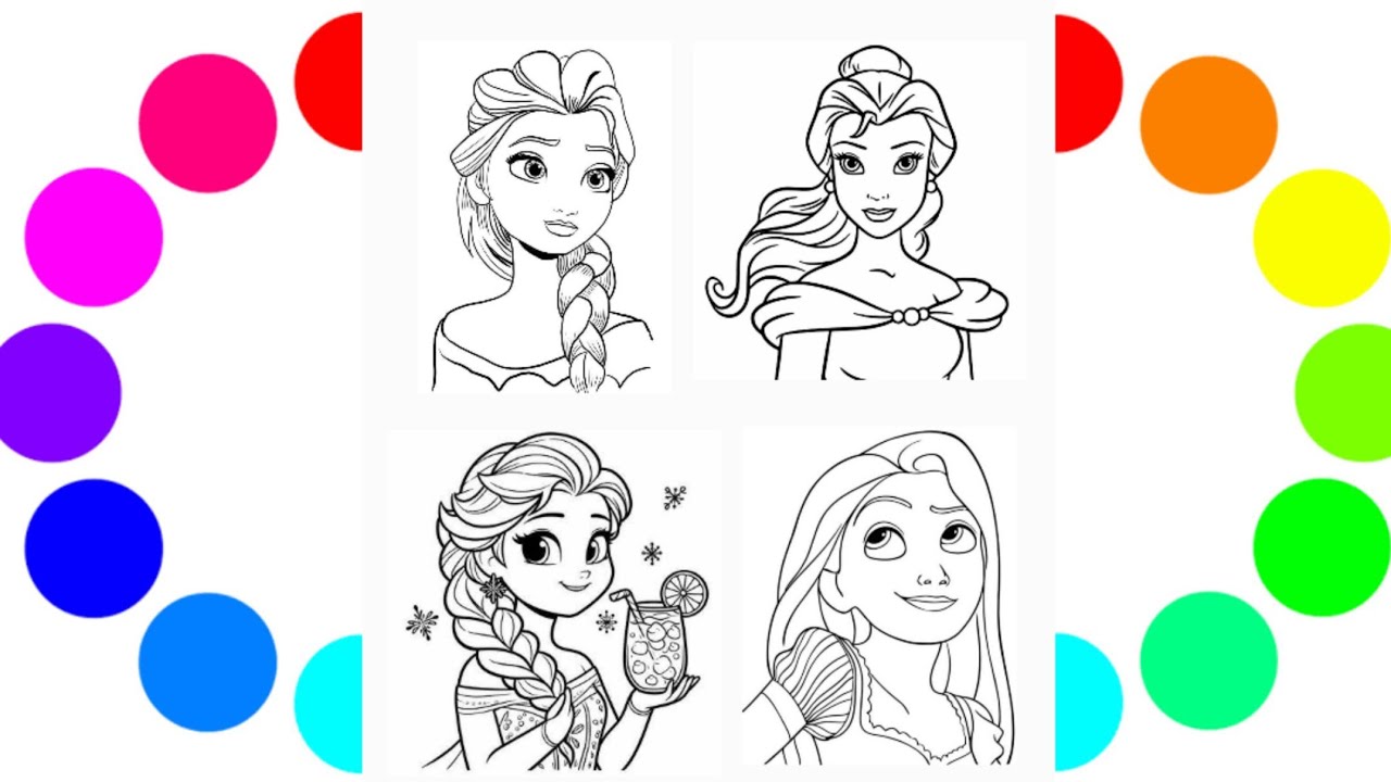 How to Draw Disney Princess Elsa Bella Rapunzel - step by step, Disney ...