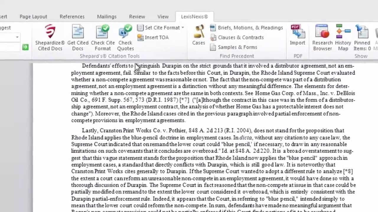 View Shepard's® Signals for Citations - Lexis® for Microsoft® Office ...