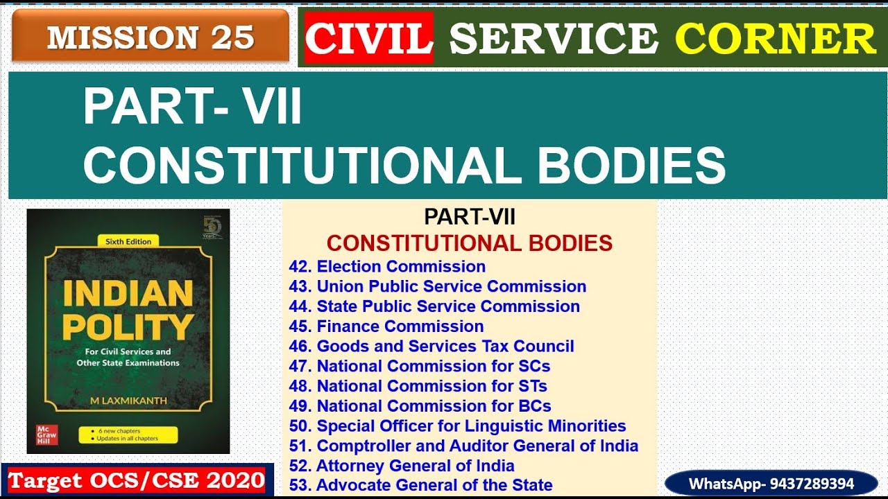 Part Vii Constitutional Bodies C42 53 Indian Polity Laxmi Kant For Ocs