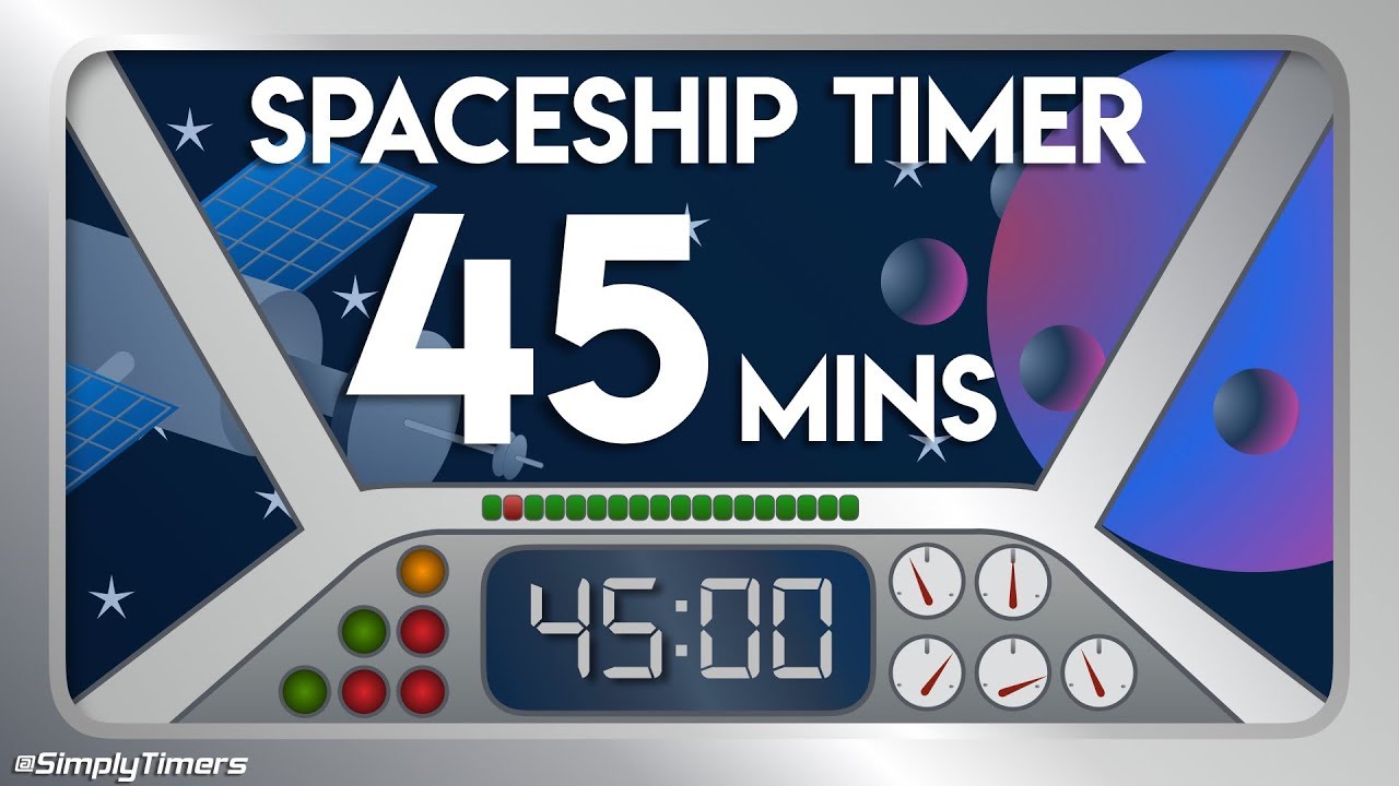 45 min Space ship flying through space countdown timer - YouTube