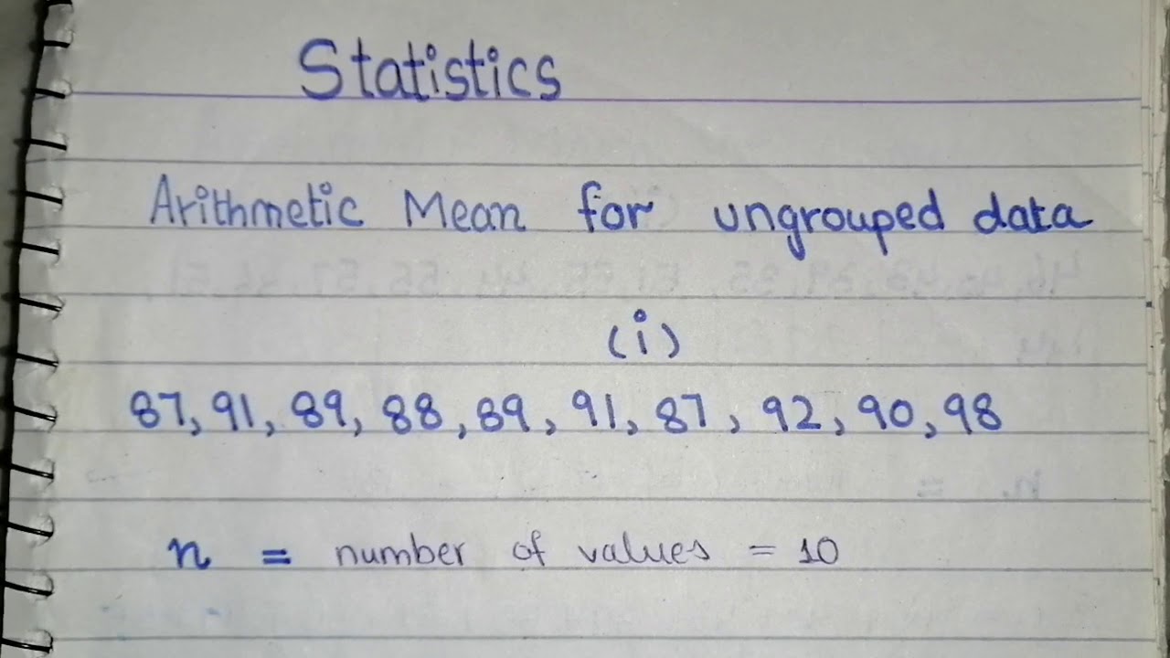 Arithmetic Mean For Ungrouped Data | Statistics | Intermediate ...