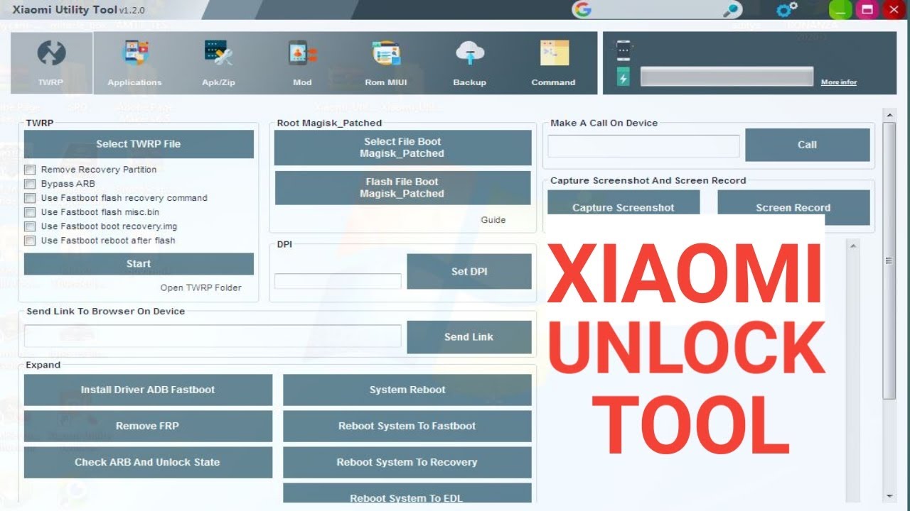 Xiaomi utility tool v1.2.0 / Android phone Unlock tool frp pattern in ...