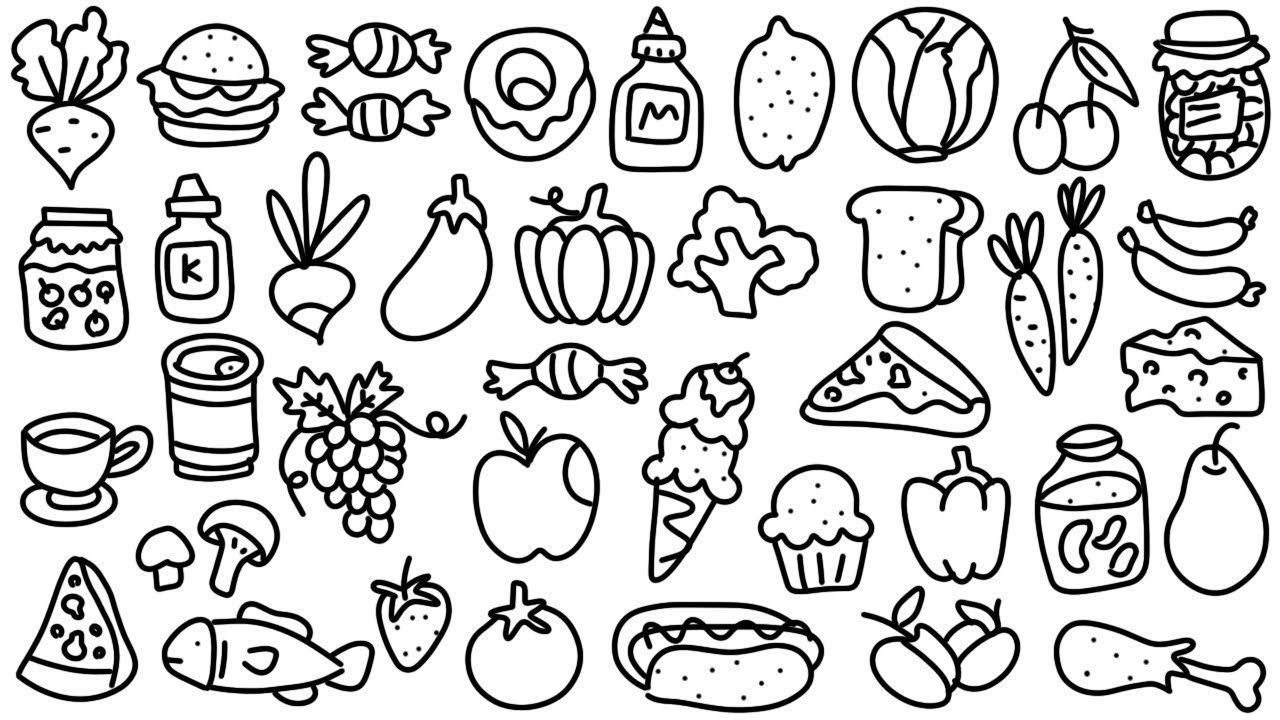 junk food and healthy food doddle drawing| Easy healthy vs unhealthy ...