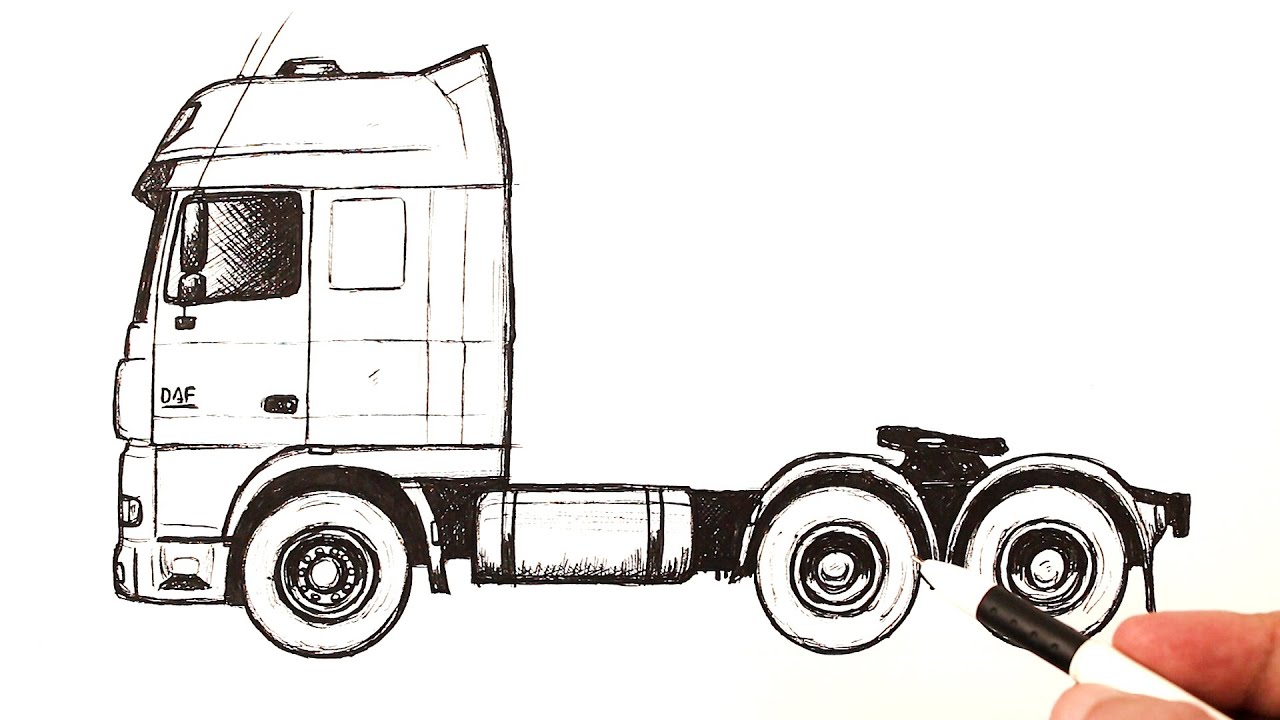 How to draw a DAF Truck - YouTube