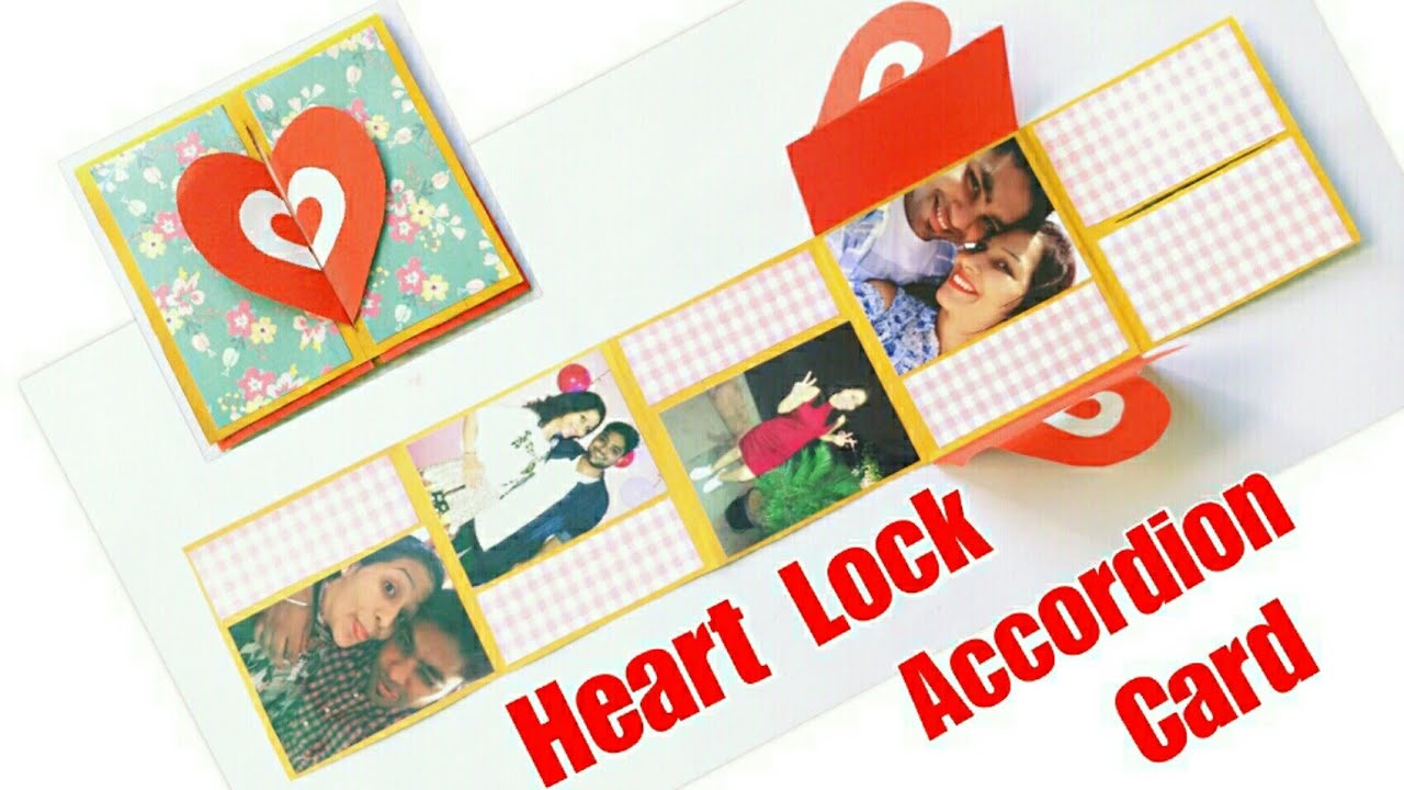 DIY Heart Lock Accordion Card/How to make Heart Lock Accordion Card ...