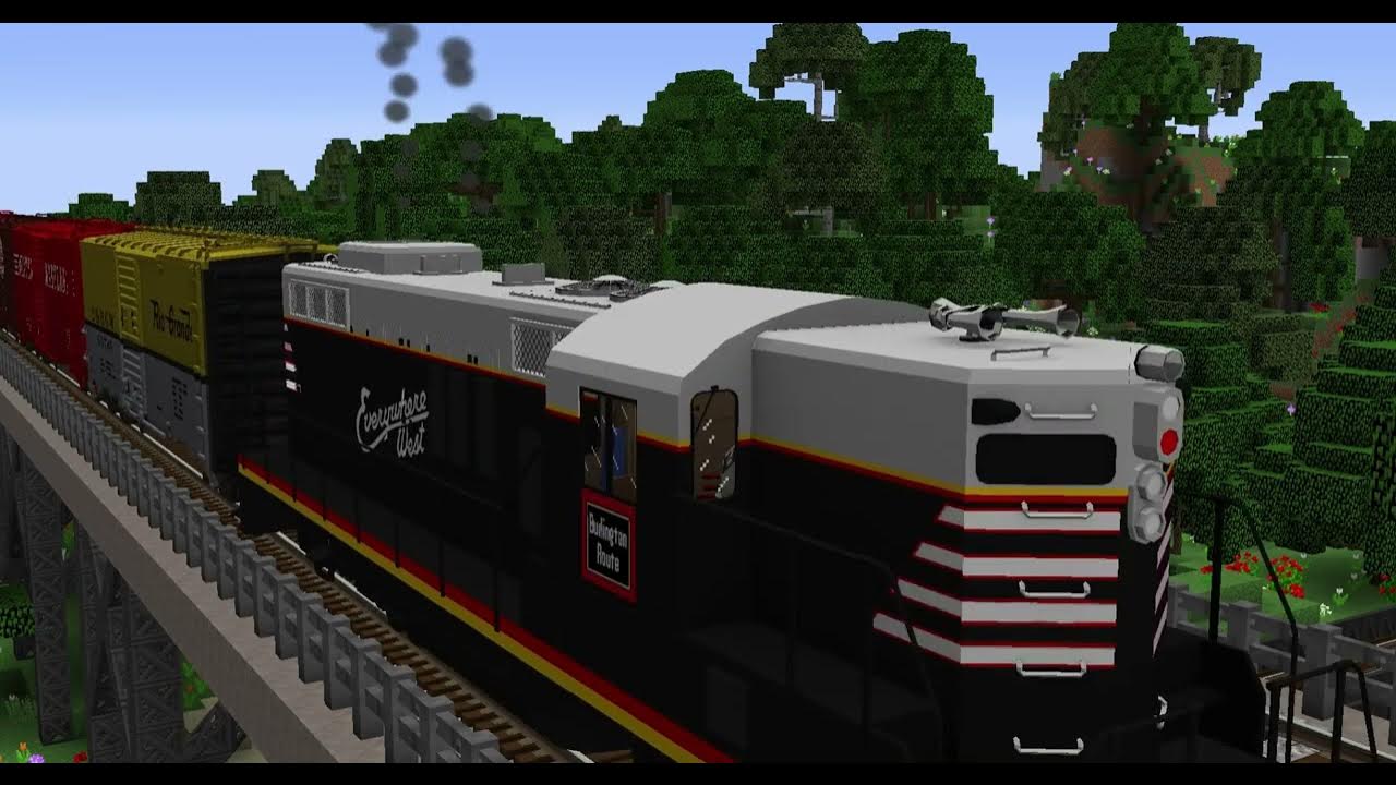 CB&Q GP9 leads a Boxcar Train in Minecraft Immersive Railroading! - YouTube