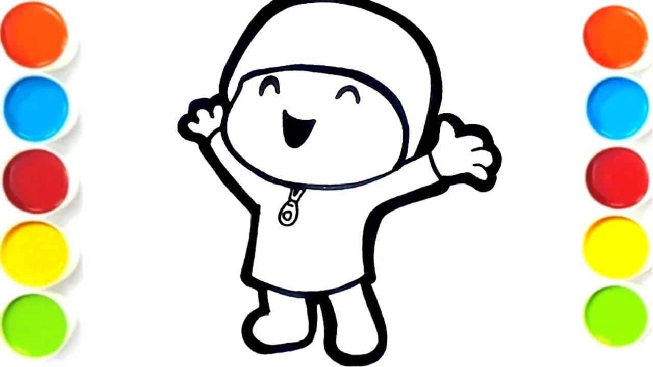 Learn how to draw Pocoyo Drawing and Painting for kids | Pocoyo easy ...