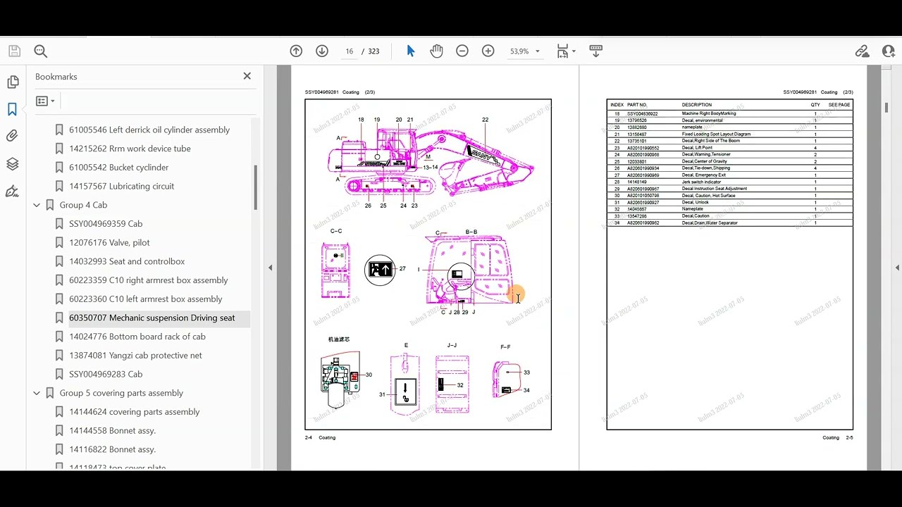 Sany SY330H Parts Book - YouTube