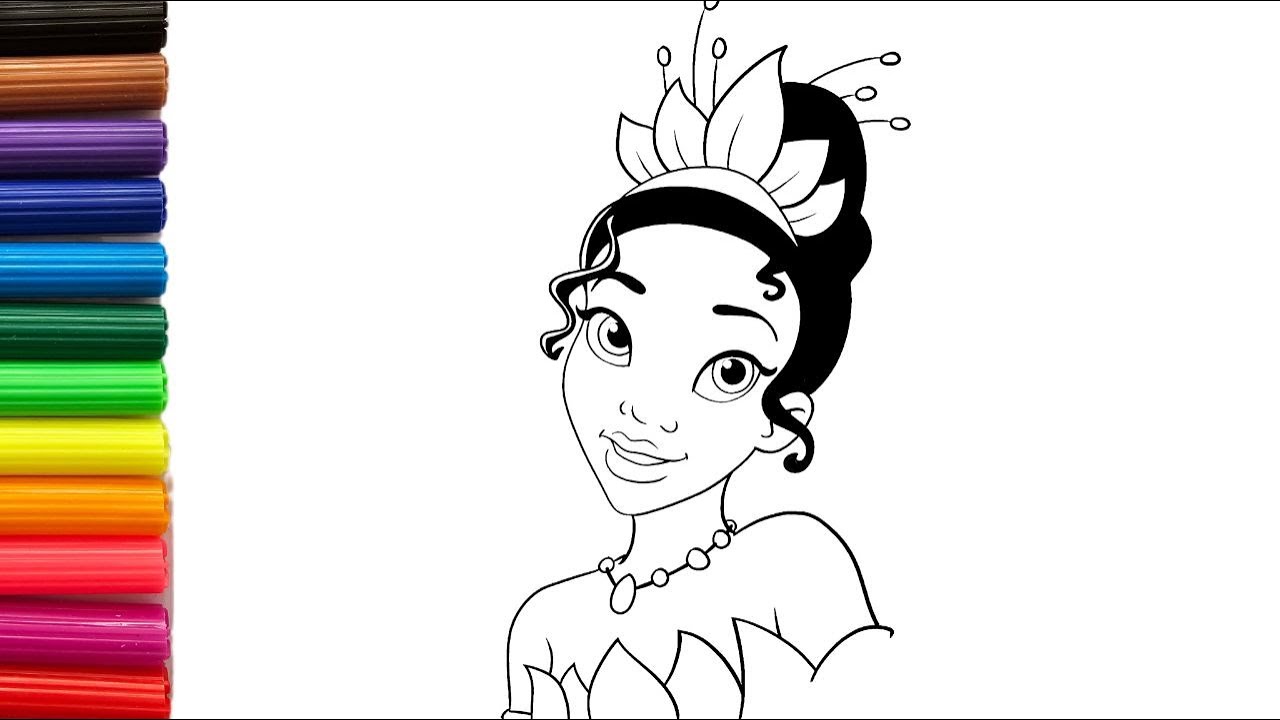 How to draw Princess Tiana | Drawing Disney princess | drawing Cartoon ...