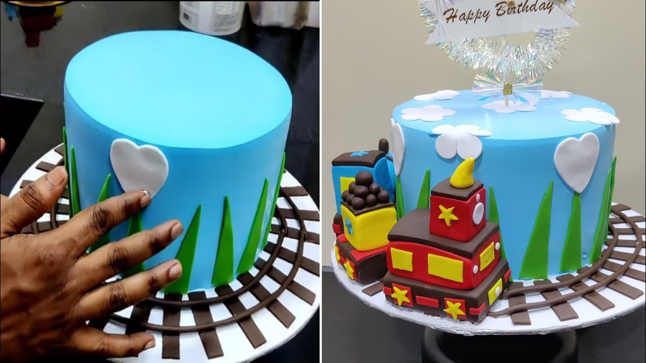 Train Theme Cake | Moving Train Theme Cake | Train Cake Design - YouTube