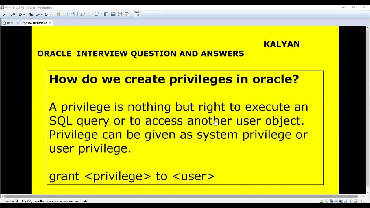 Oracle Sql Oracle Interview Qanda Privileges Youtube