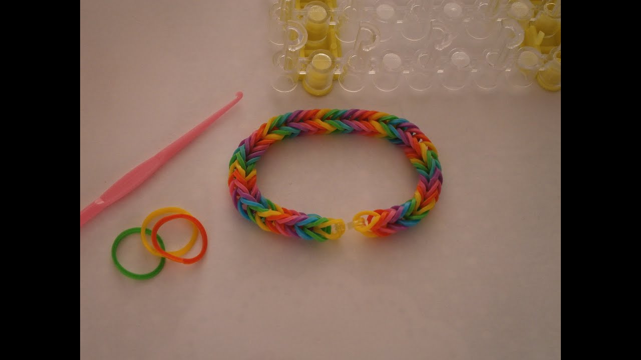Nederlands rainbow loom regenboog armband visgraat - YouTube