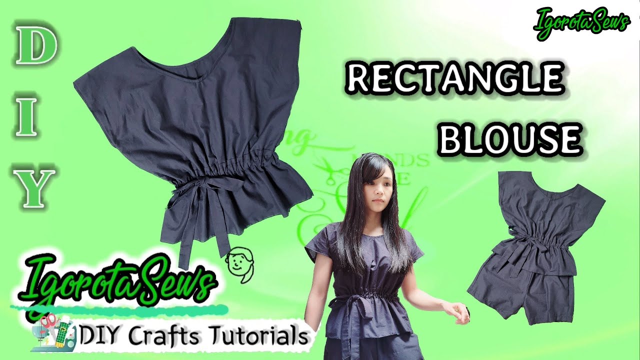 Rectangle Blouse | DIY TUTORIAL | no pattern summer top - YouTube