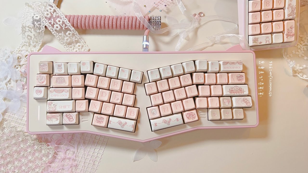 TYPING ASMR | kitten alice ergonomic pink aluminum mechanical creamy ...