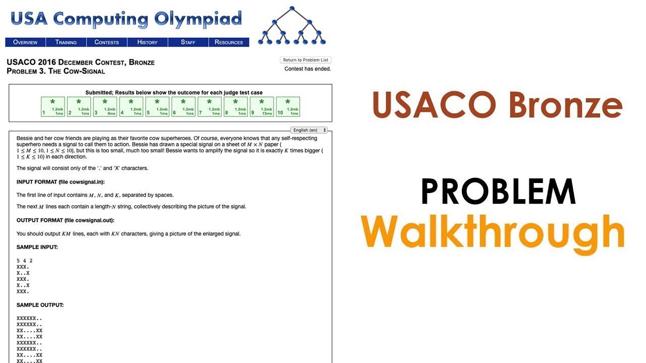 USACO Bronze Walkthrough: The Cow-Signal - YouTube