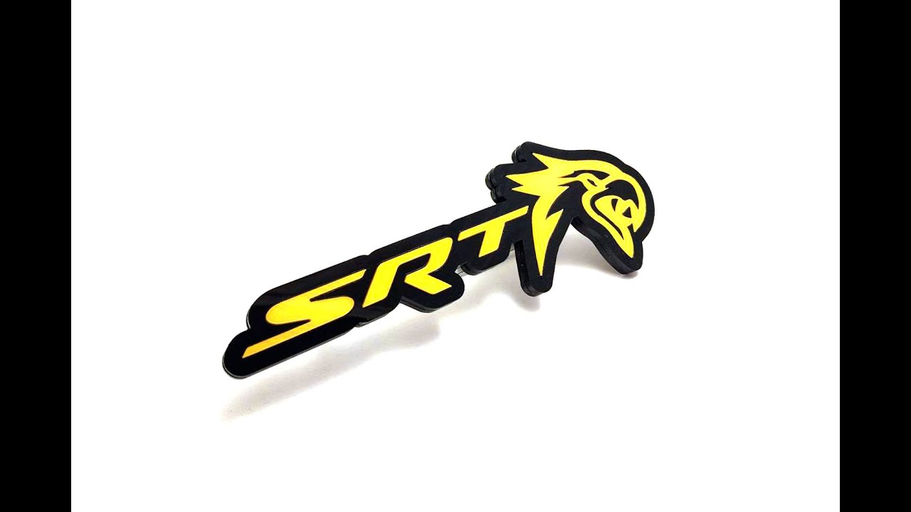 Car grill badge with logo SRT Trackhawk - YouTube