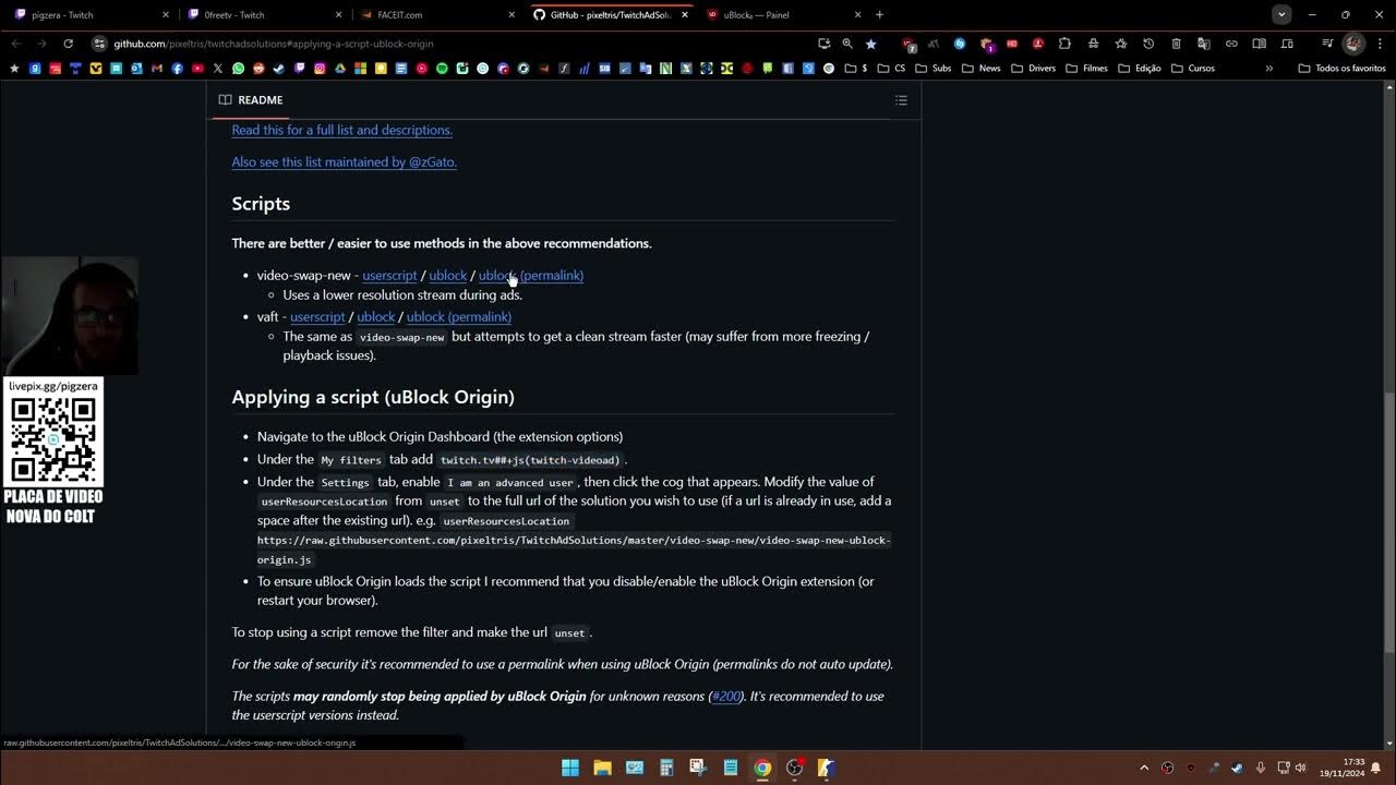 Como não tomar AD na twitch no pc (ublock origin script) - YouTube