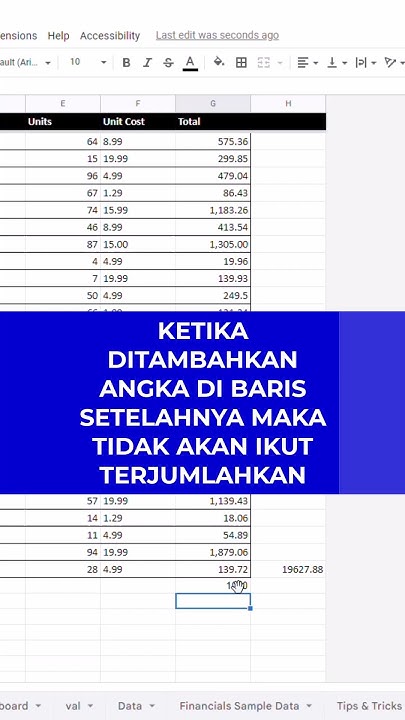 Dynamic Sum - Google Sheets Tips & Tricks 17 #belajaronline #googlesheets #penjumlahan - YouTube