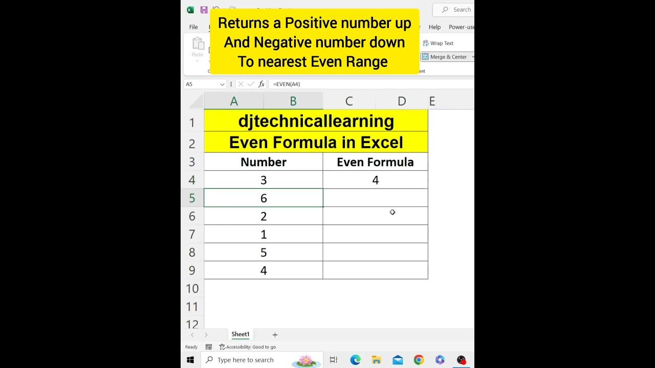 Even Formula in Excel | Even Function in Excel | #even #evenformula #microsoftexcel # ...