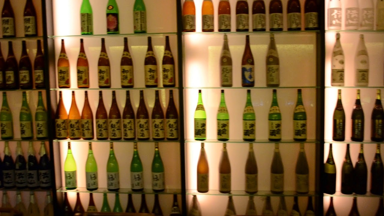 Sake display in Sake bar in perth - YouTube