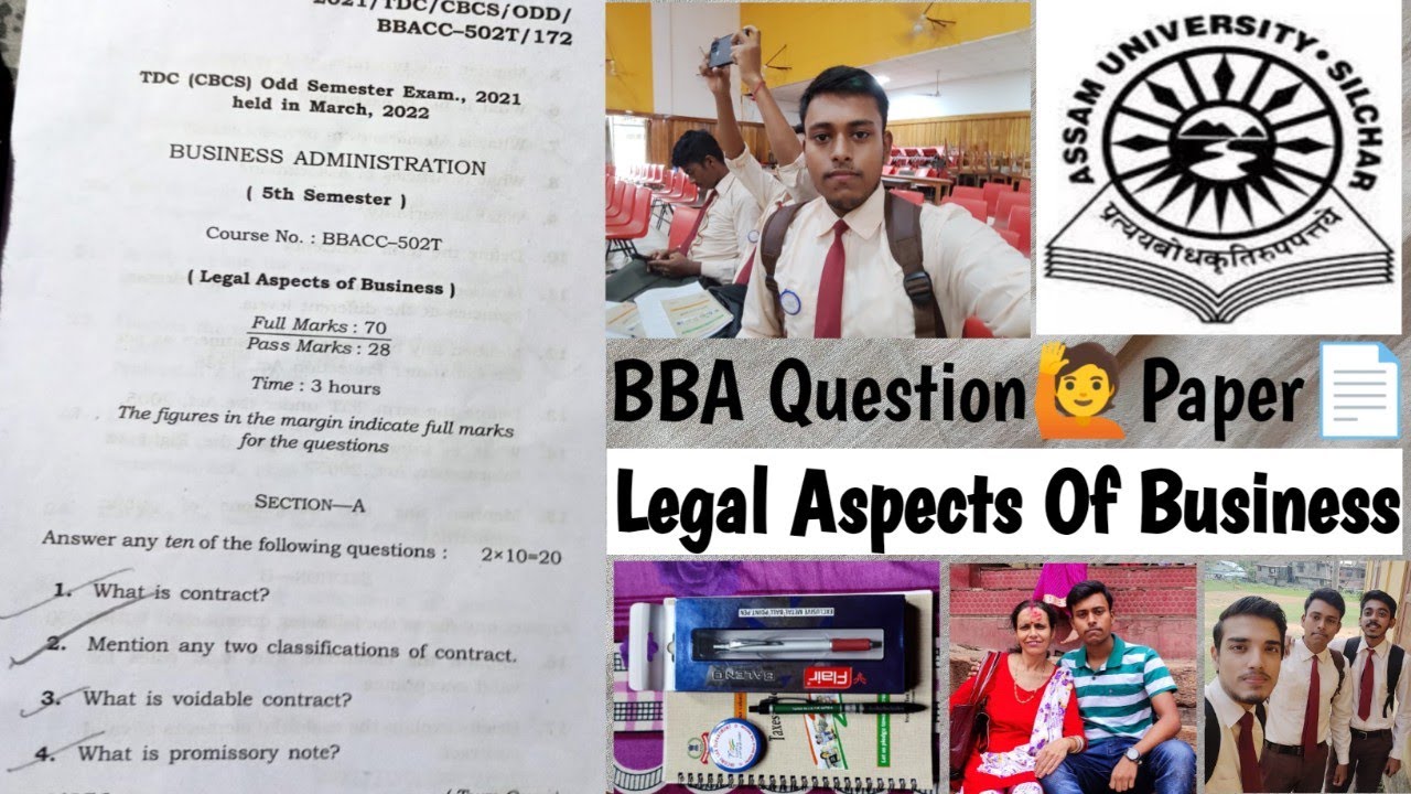 Assam University BBA Question Paper 2022 | Legal Aspects Of Business ...