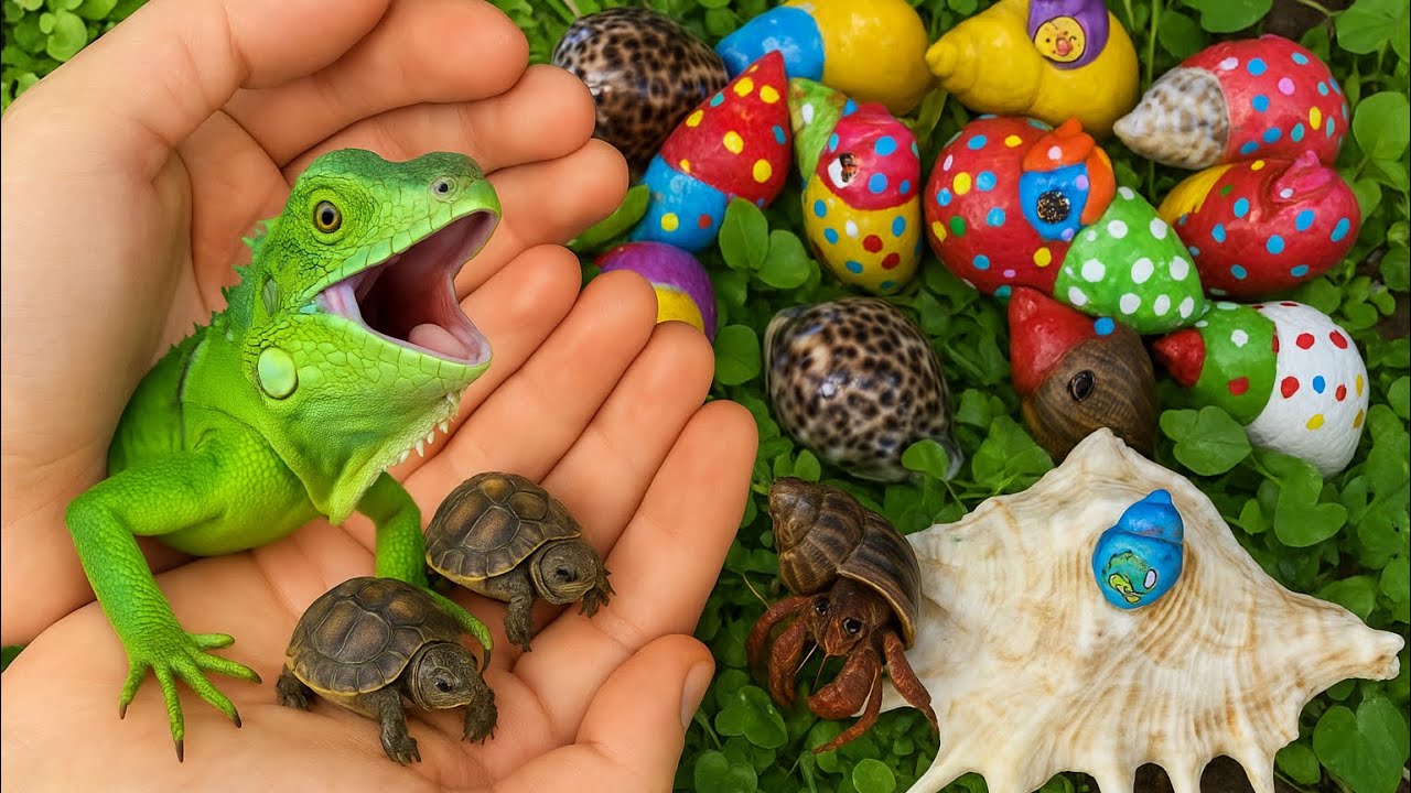 Awesome! Catching Giant Iguana, Turtle, Frog, Hermit Crab, Snails, Crab ...