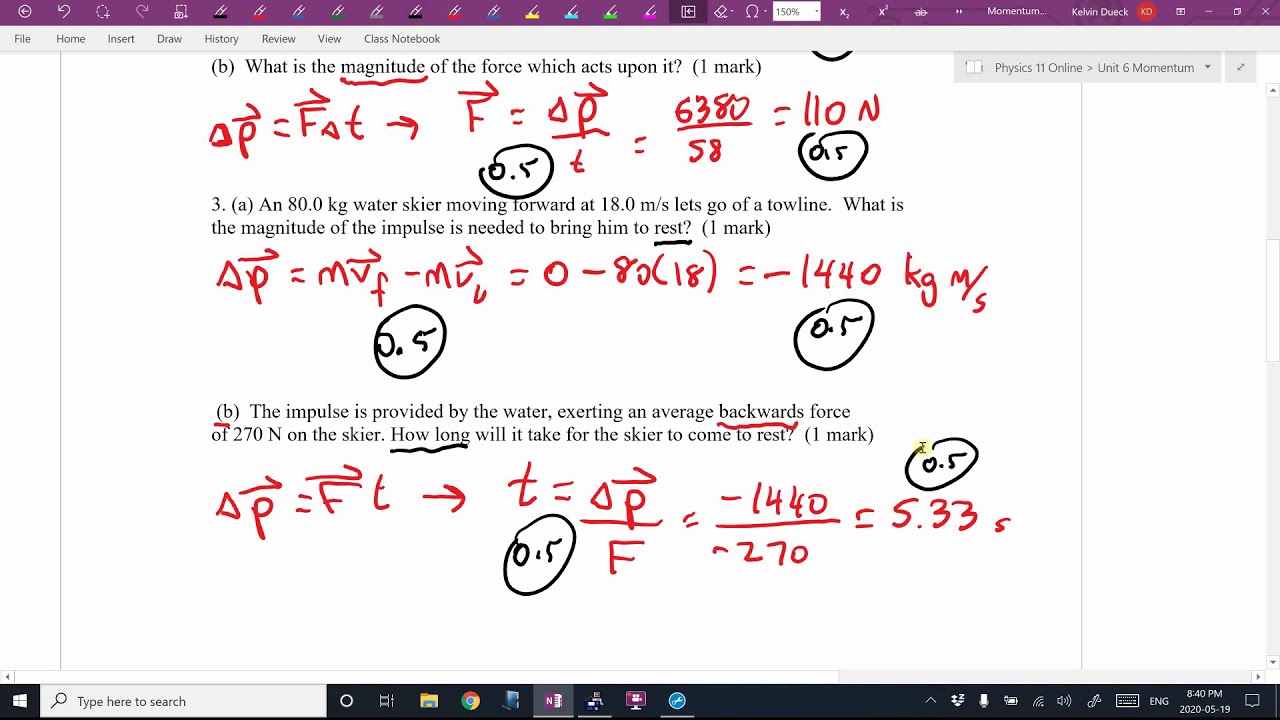 Physics 11 Momentum Quiz 1 Answers - YouTube
