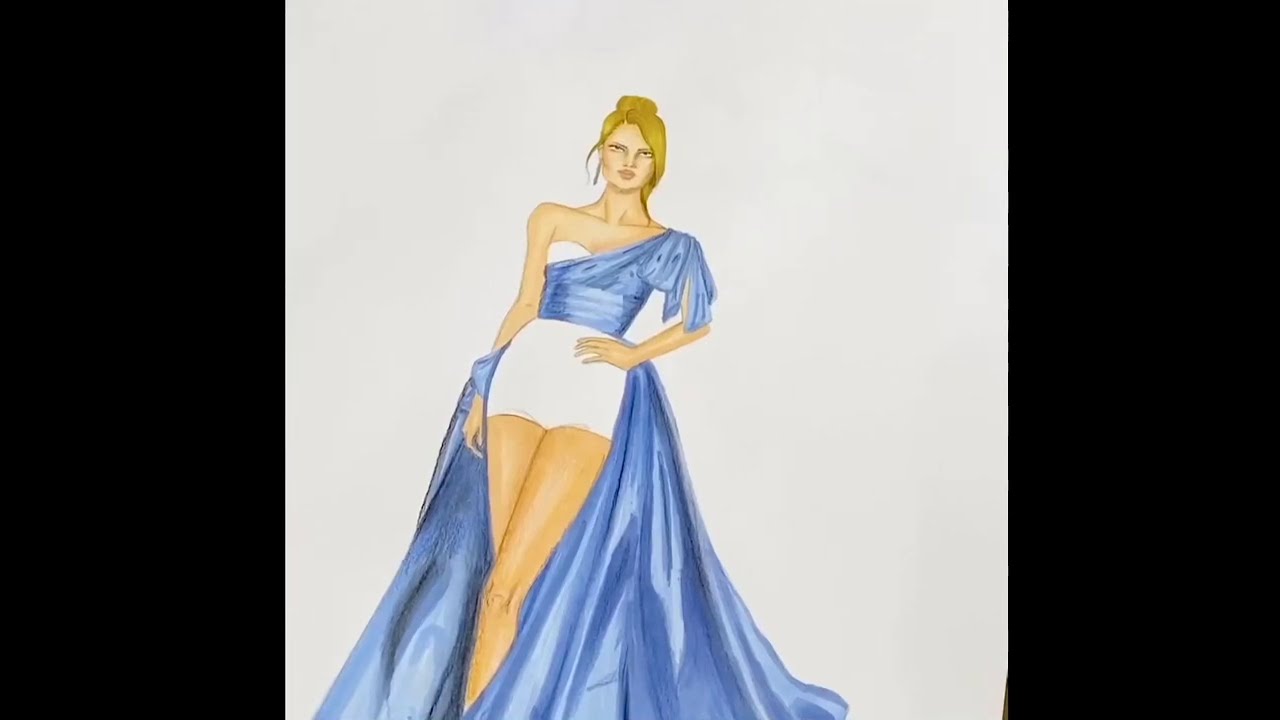 رسم الأزياء: طريقة تلوين خامة الترتر. How to draw sequins - YouTube