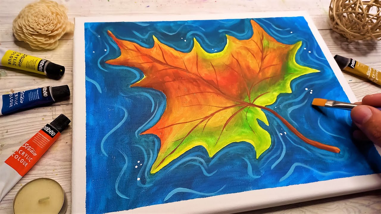 PICTURA Simpla de TOAMNA 🍁 Cum Pictez o FRUNZA - Tutorial Pictura ...