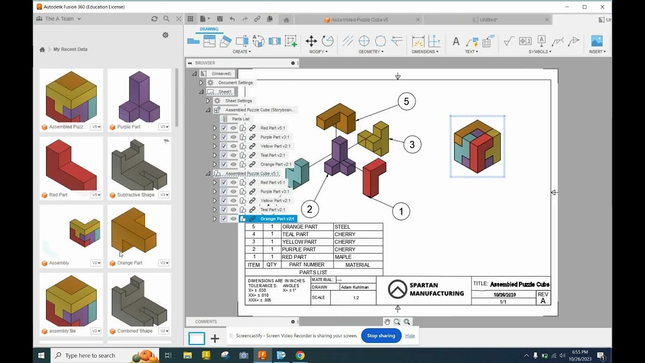 Creating an Exploded View Drawing of the Puzzle Cube in Fusion 360 ...