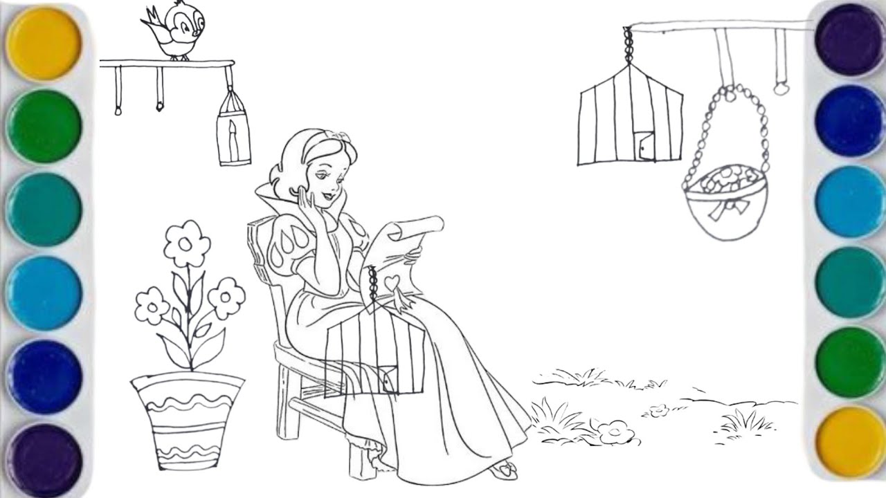 Coloring Snow White Pencil Colour Disney Princess painting/SnowWhite ...