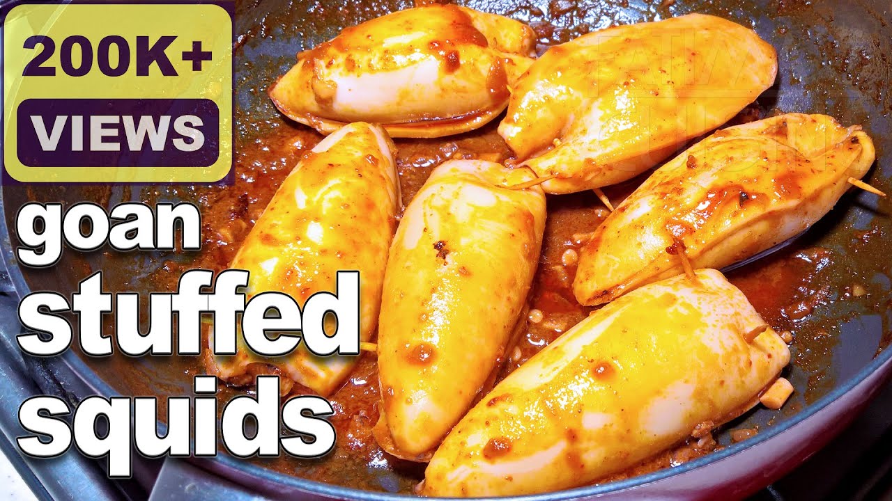 Goan Stuffed Squids | How to clean and cook Squids | Goan Stuffed ...