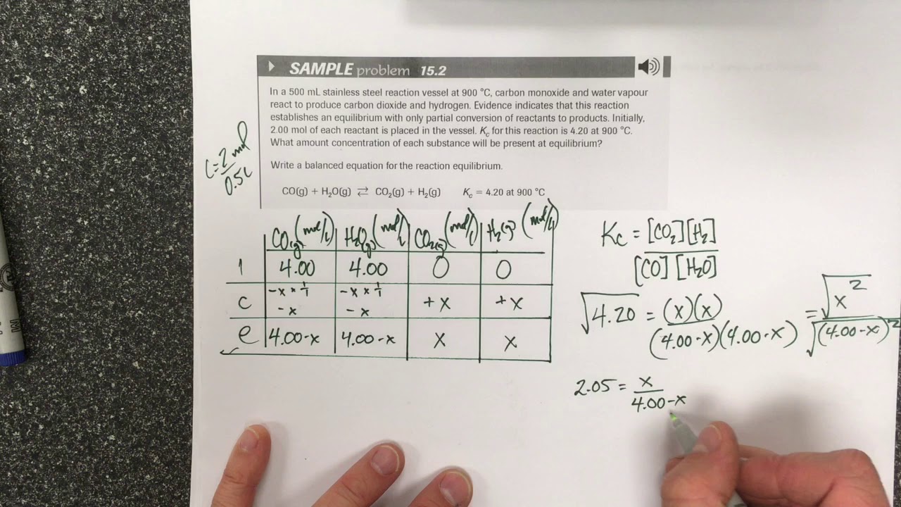 Finding Equilibrium Concentration From Kc - YouTube