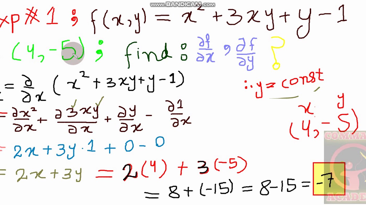 partial derivative | Expl # 1 | Thomas/ Finney , Calculus , 11th ...
