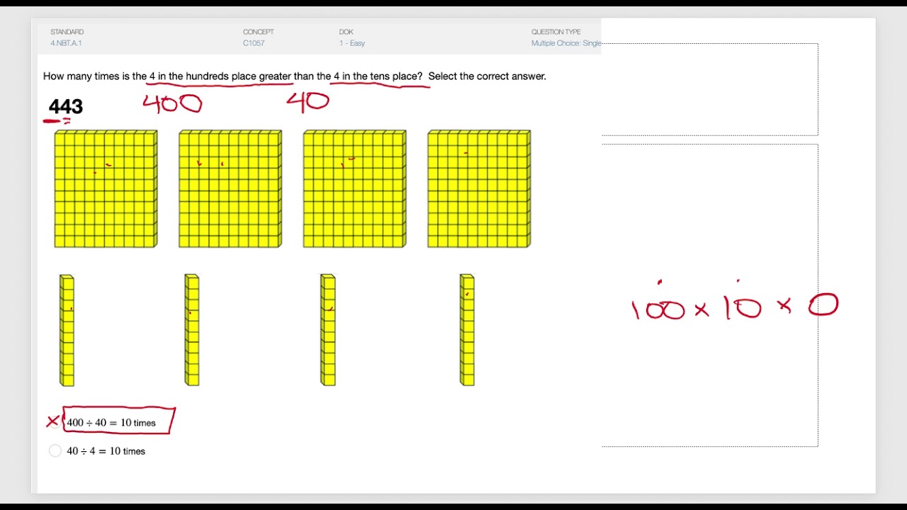 4 NBT A 1 C1057 Recognize that in a multi digit whole number, a digit ...