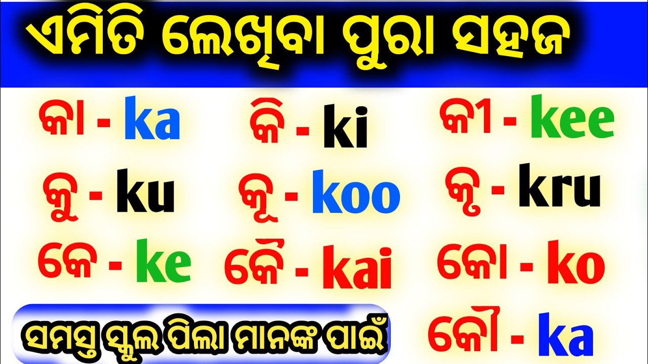 କା କି କୀ କୁ ଇଂରାଜୀ ରେ ଲେଖିବା📖 || ka ki kee ku in Odia to English ...