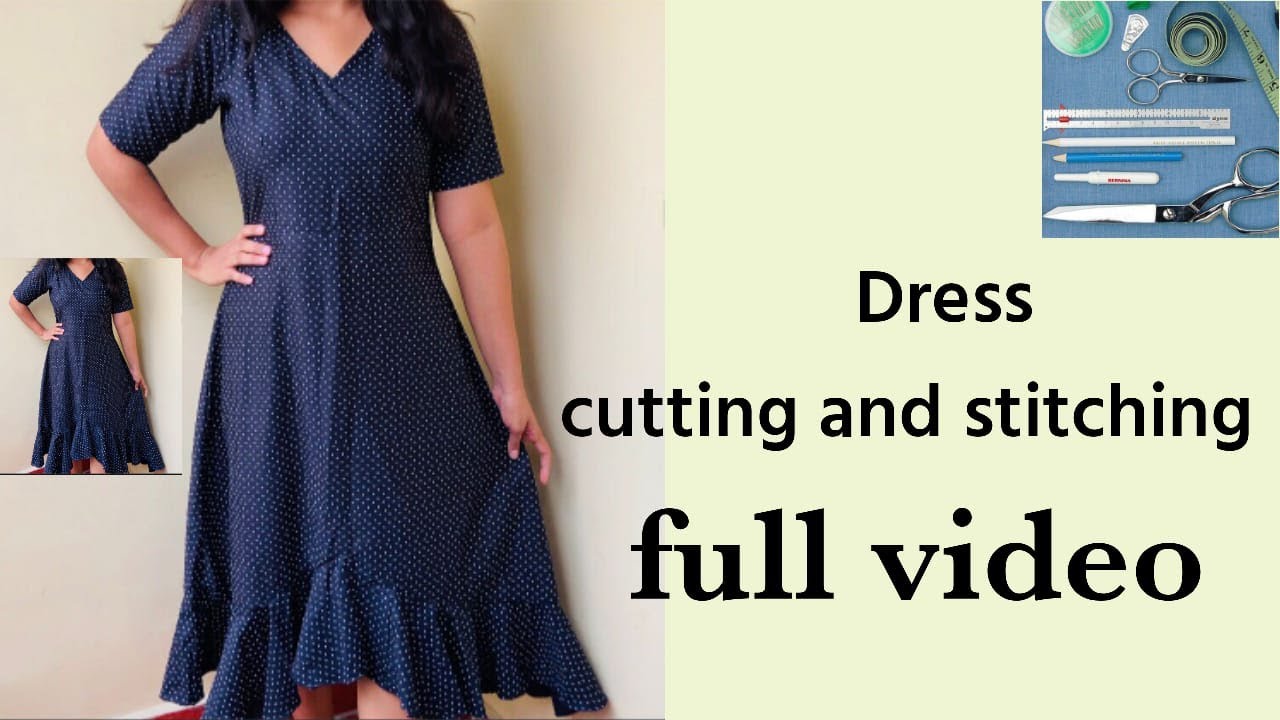 Frock cutting and stitching || A line frock stitching || frills frock ...