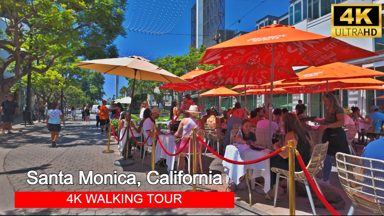 Downtown Santa Monica Walking Tour | 3rd Street Promenade | 4K Walking ...