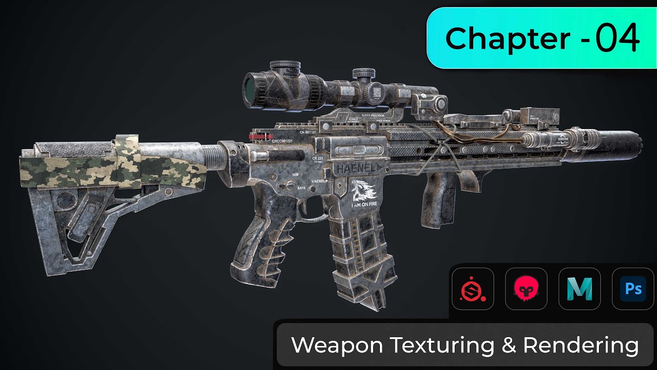 Weapon texturing & rendering | chapter- 4/7 | Maya | Substance Painter | Marmoset Toolbag 4 ...