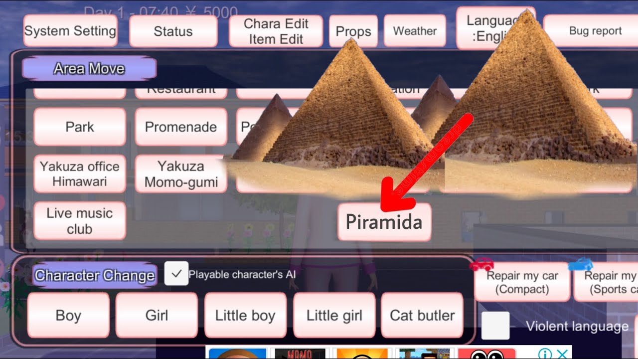 MEMUNCULKAN PETA MAP PIRAMIDA !! - SAKURA SCHOOL SIMULATOR - YouTube