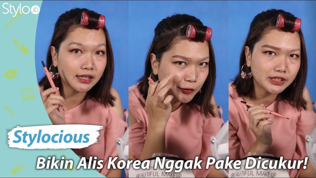 Tutorial Alis Korea Tanpa Cukur Alis Untuk Wajah Bulat |Cara menggambar ...